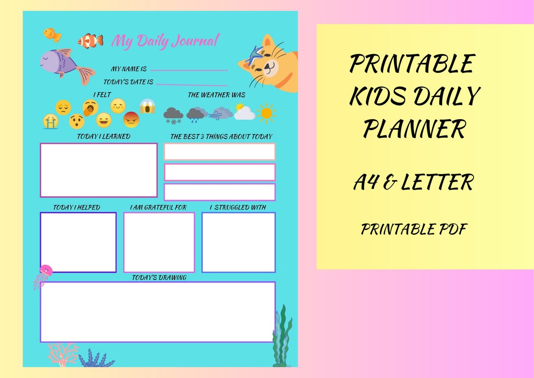 Daily Planner for Children, Children's Routine Chart, Kids Daily ...