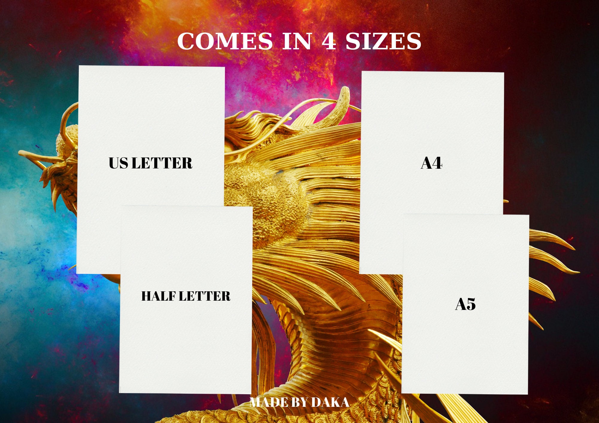 Dragon-themed Weekly Planner PDF, Printable Digital Download, Sizes A4 ...