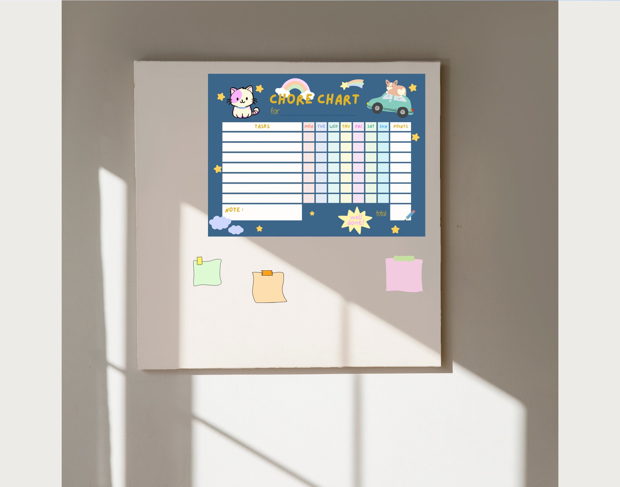 Colorful Kids Chore Chart PDF, Printable & Downloadable, 4 Color ...