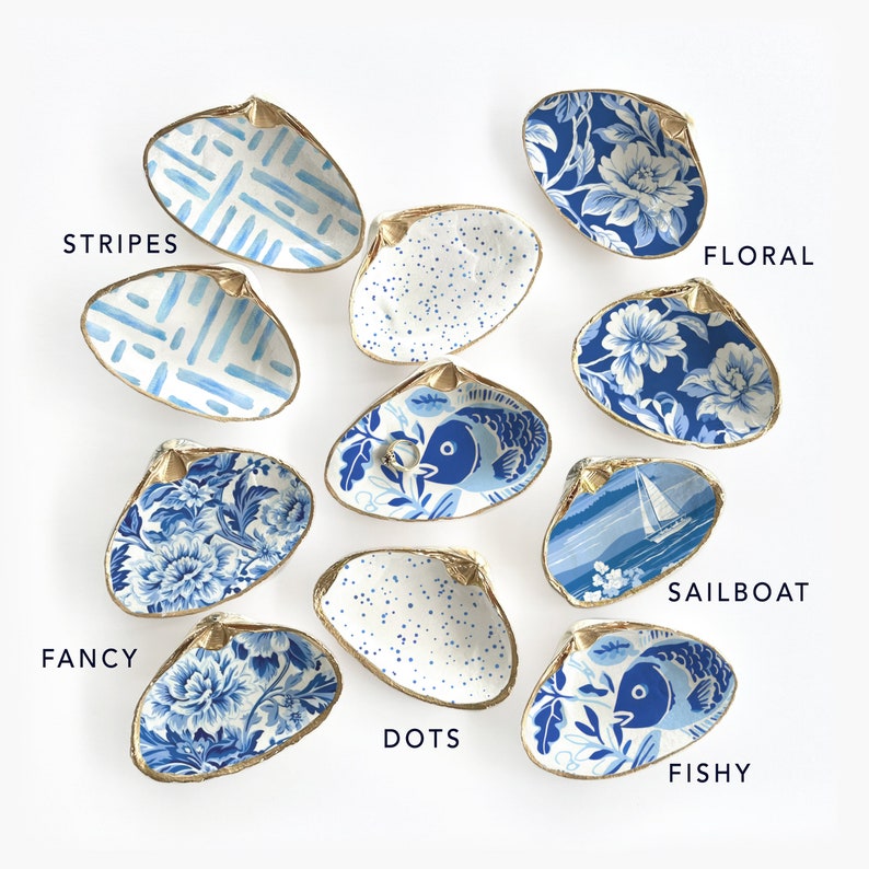 Decoupage Clam Shell Ring Dish: Beach Coastal Decor, Bridal Favor - Etsy