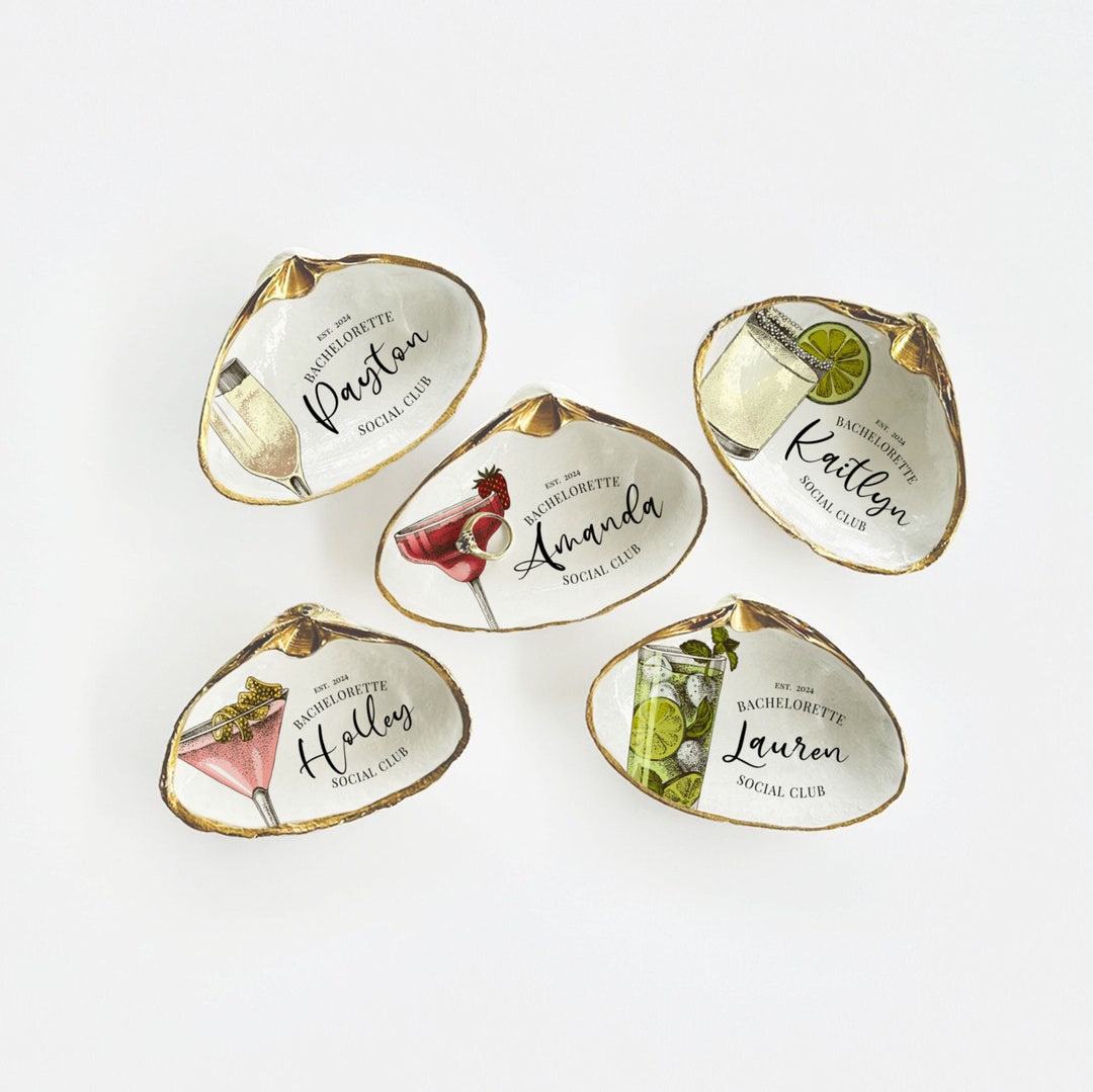 Luxury Bachelorette Bridal Party Custom Name Clam Shell Gift, Social ...
