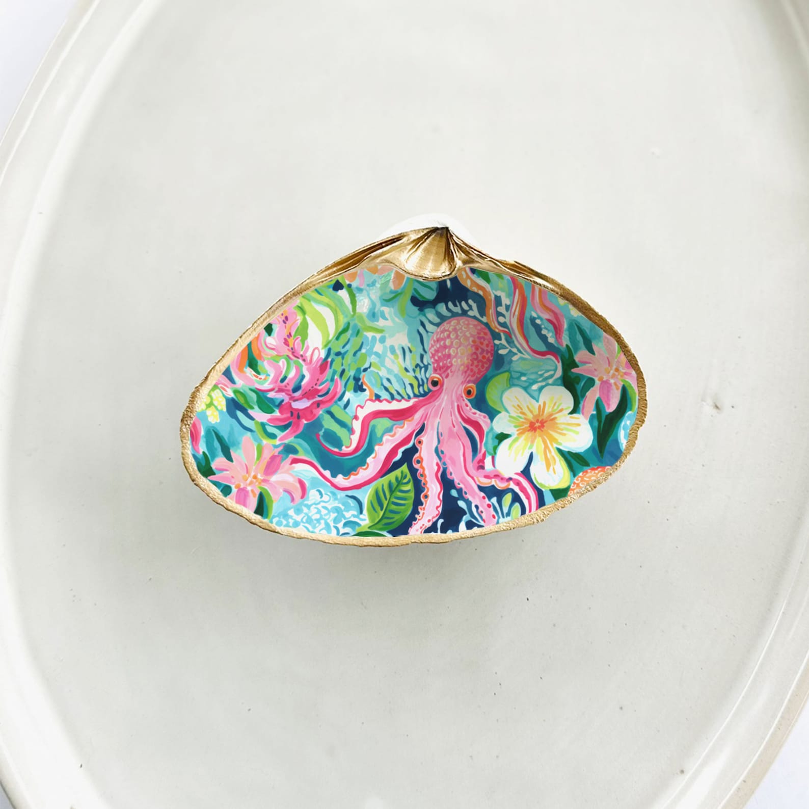 Tropical Sea Turtle Clam Shell Ring Dish With Gold or Silver Gilded ...