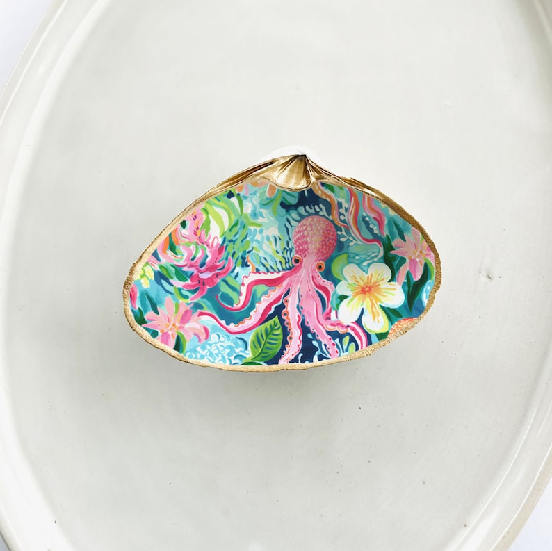 Tropical Sea Turtle Clam Shell Ring Dish With Gold or Silver Gilded ...