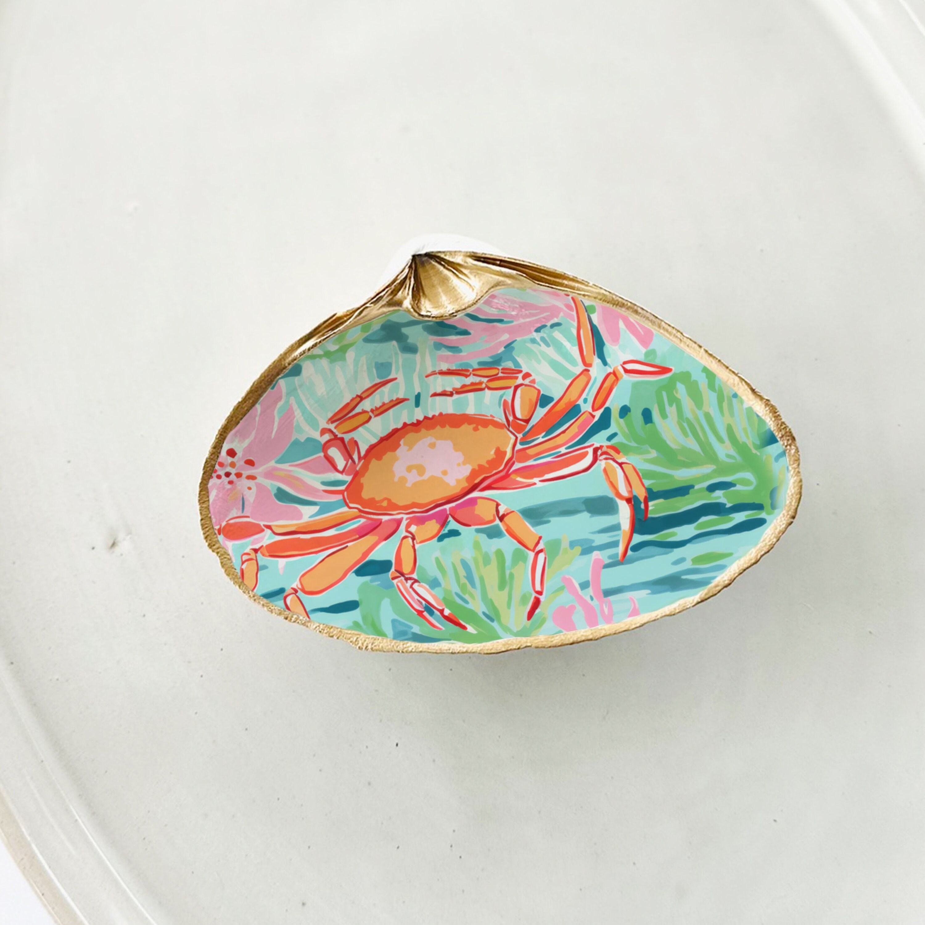 Tropical Sea Turtle Clam Shell Ring Dish With Gold or Silver Gilded ...