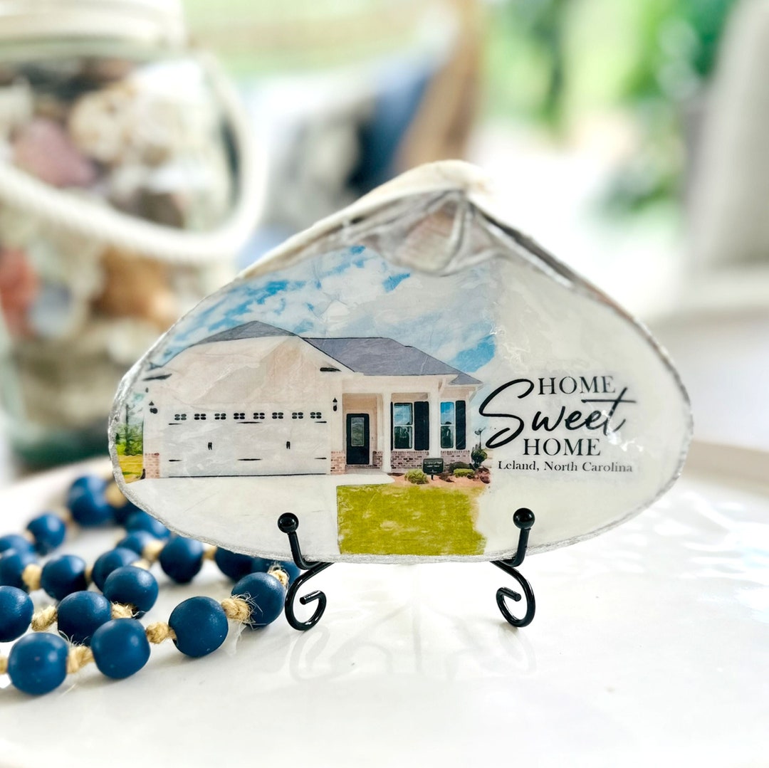 Custom House Portrait in Seashell, Watercolor Home Sign - Etsy