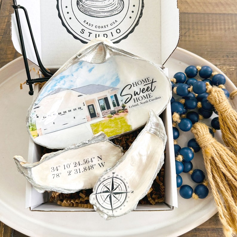 Custom House Portrait in Seashell, Watercolor Home Sign - Etsy