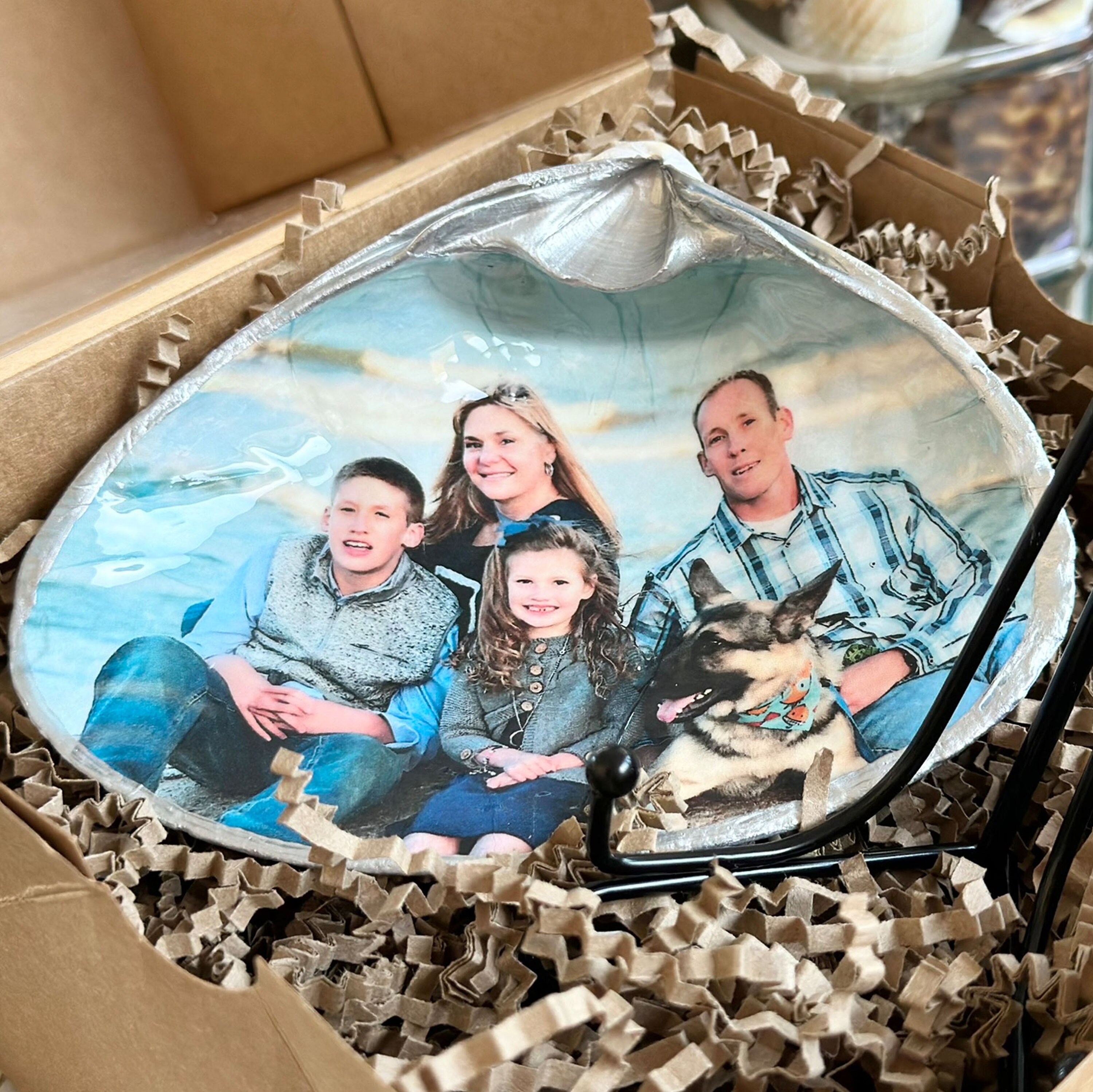 Fathers Day Personalized Photo in Shell Gift, Handmade Gift for Beach ...