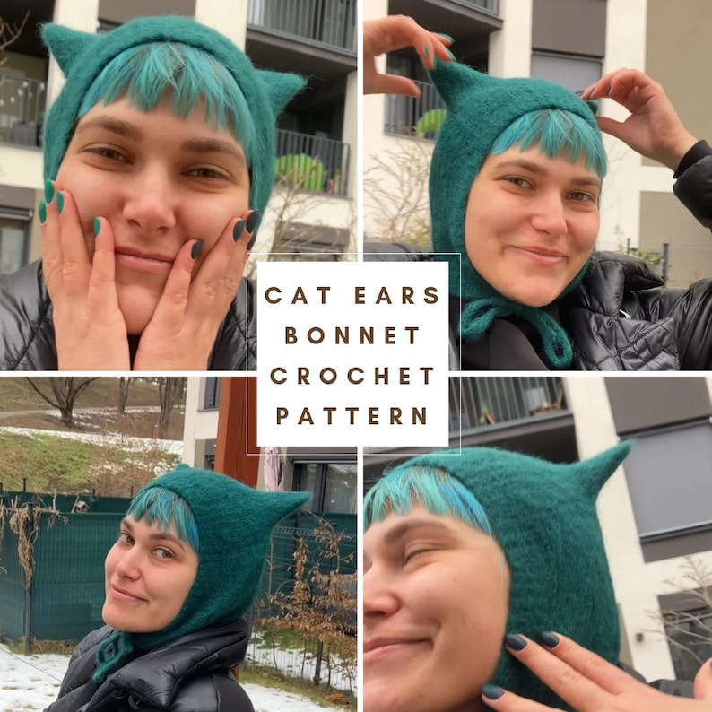 Cat Ears Bonnet Digital Crochet Pattern in English - Etsy