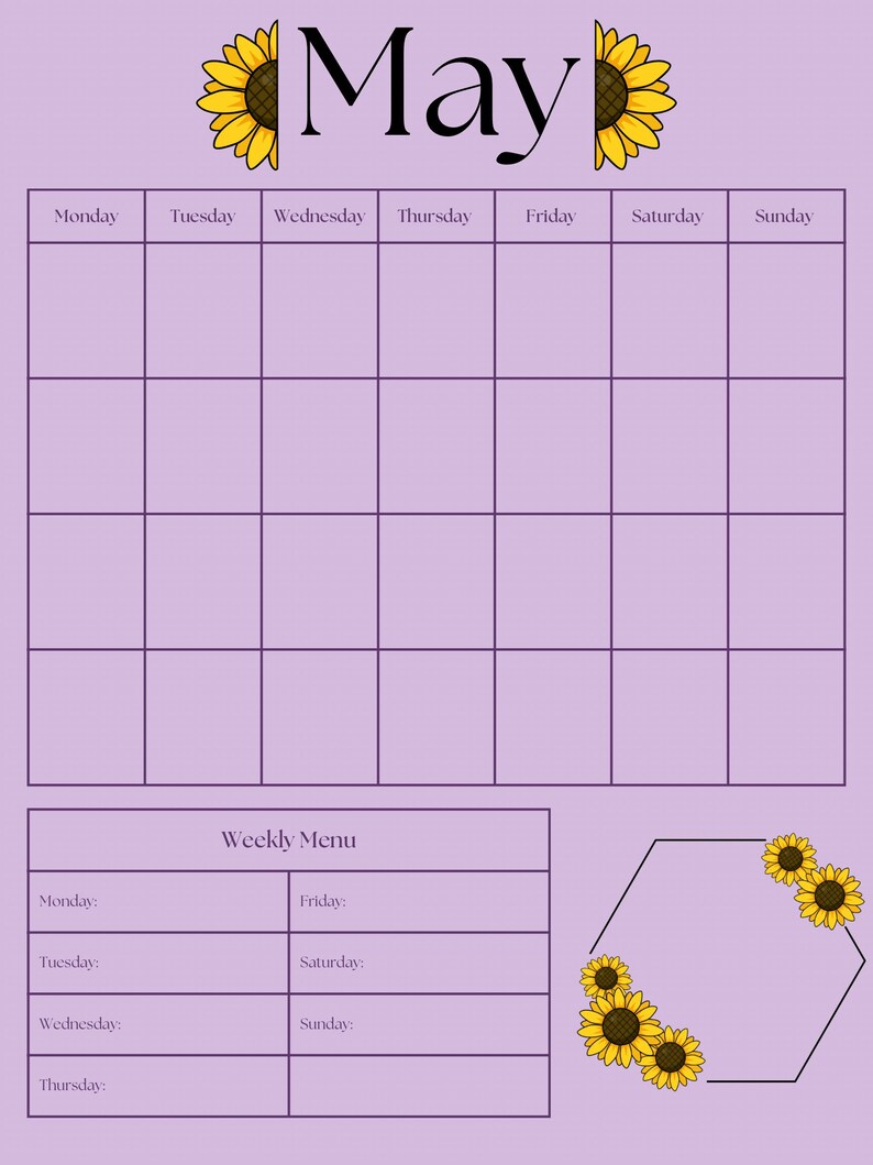 May Calendar Template - Etsy