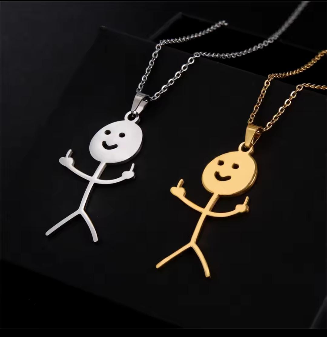 Middle Finger Necklace Stickman Pendant - Etsy