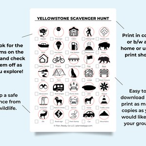 Printable Yellowstone National Park Scavenger Hunt | Printable Travel ...