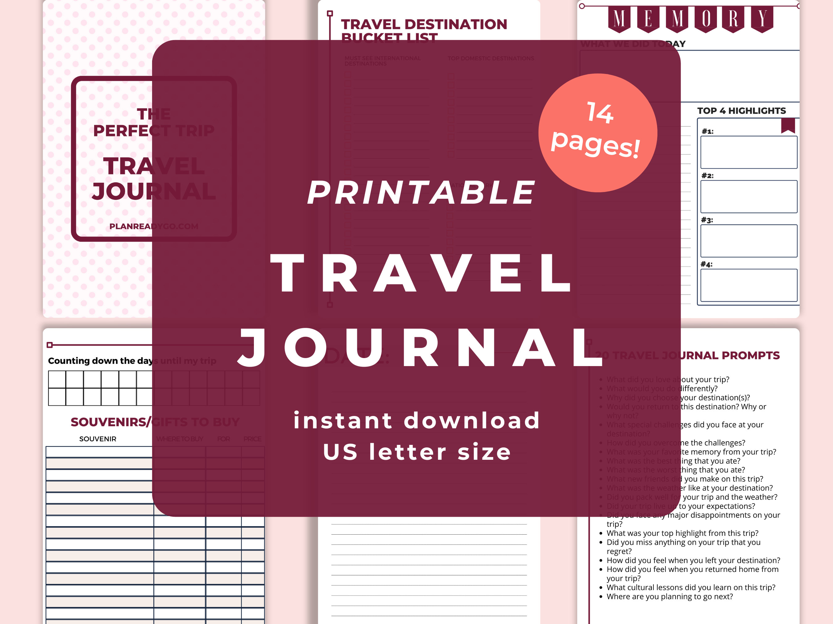 Travel Journal Printable, Travel Diary PDF, Digital Travel Journal ...