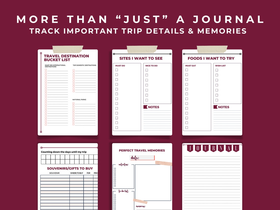 Travel Journal Printable, Travel Diary PDF, Digital Travel Journal ...