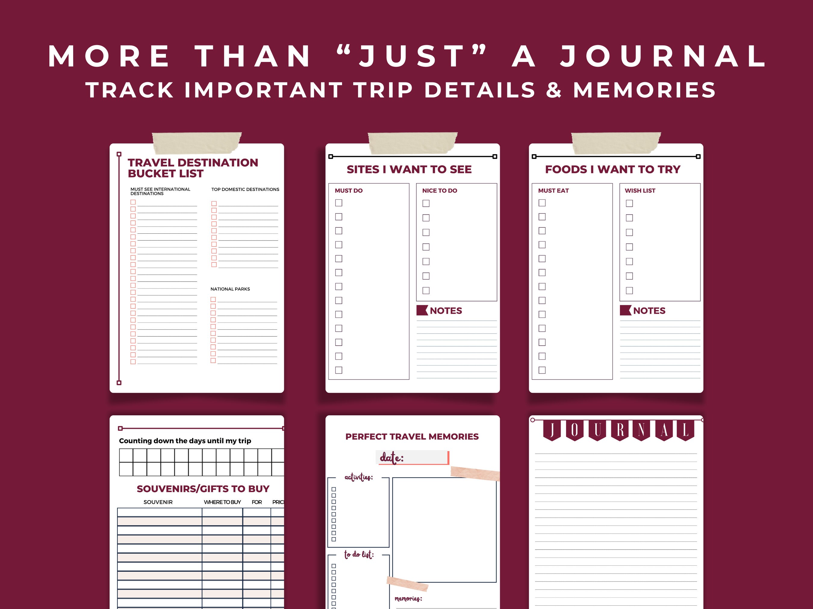 Travel Journal Printable, Travel Diary PDF, Digital Travel Journal ...