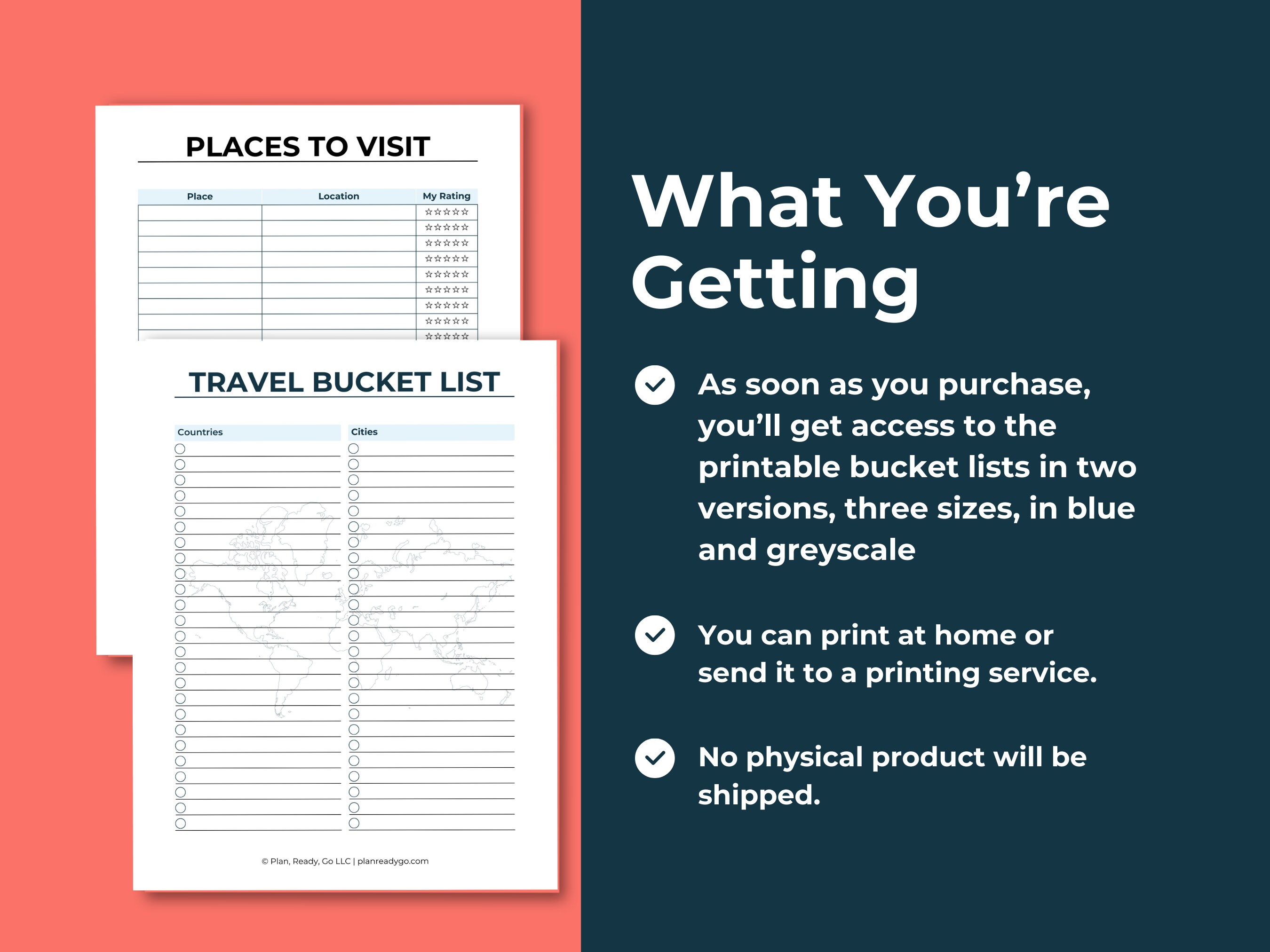 Printable Travel Bucket List | Trip Planner Pages | US Letter Size ...