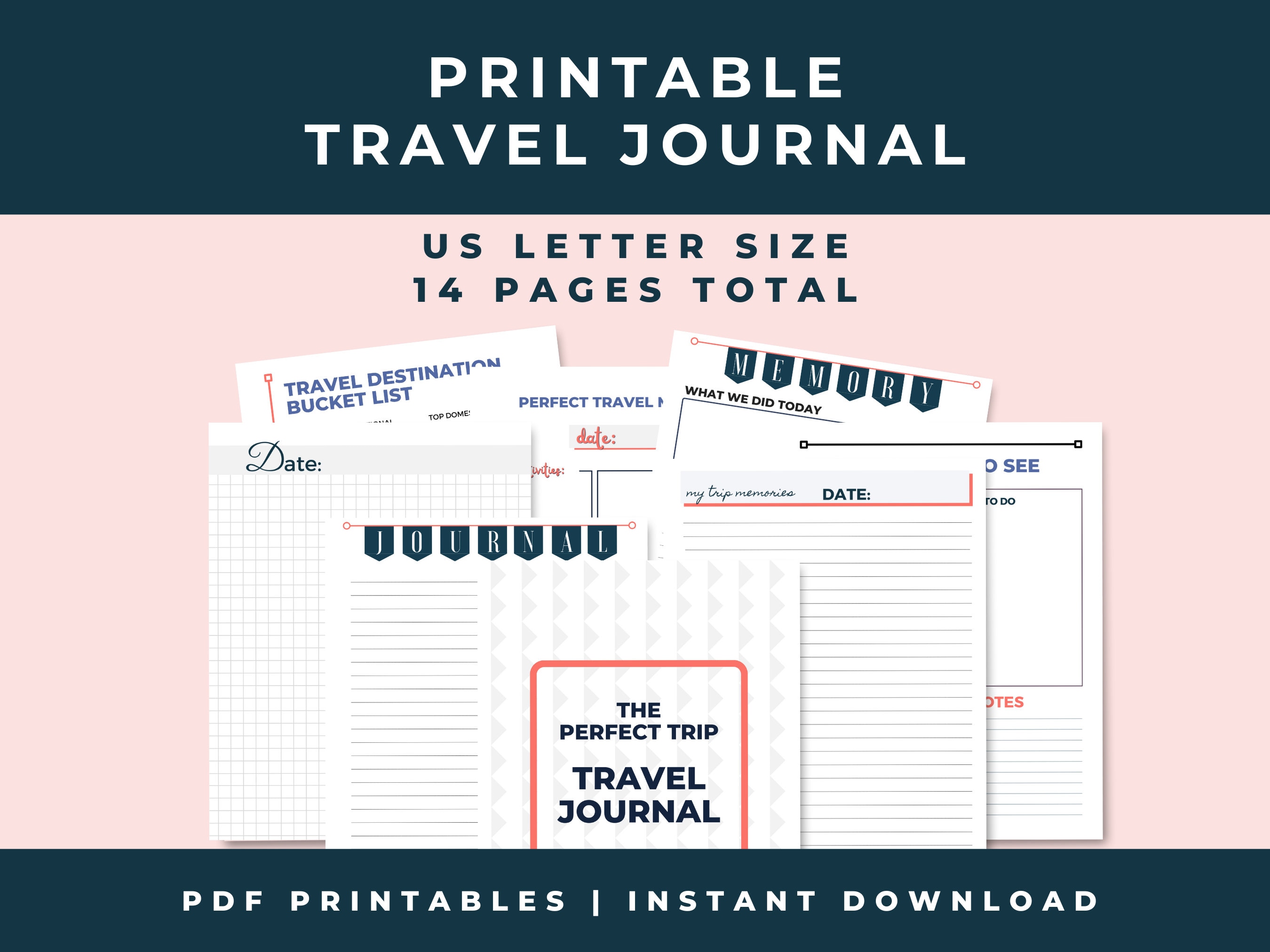 Travel Journal Printable, Travel Diary PDF, Digital Travel Journal ...