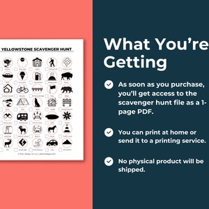 Printable Yellowstone National Park Scavenger Hunt | Printable Travel ...