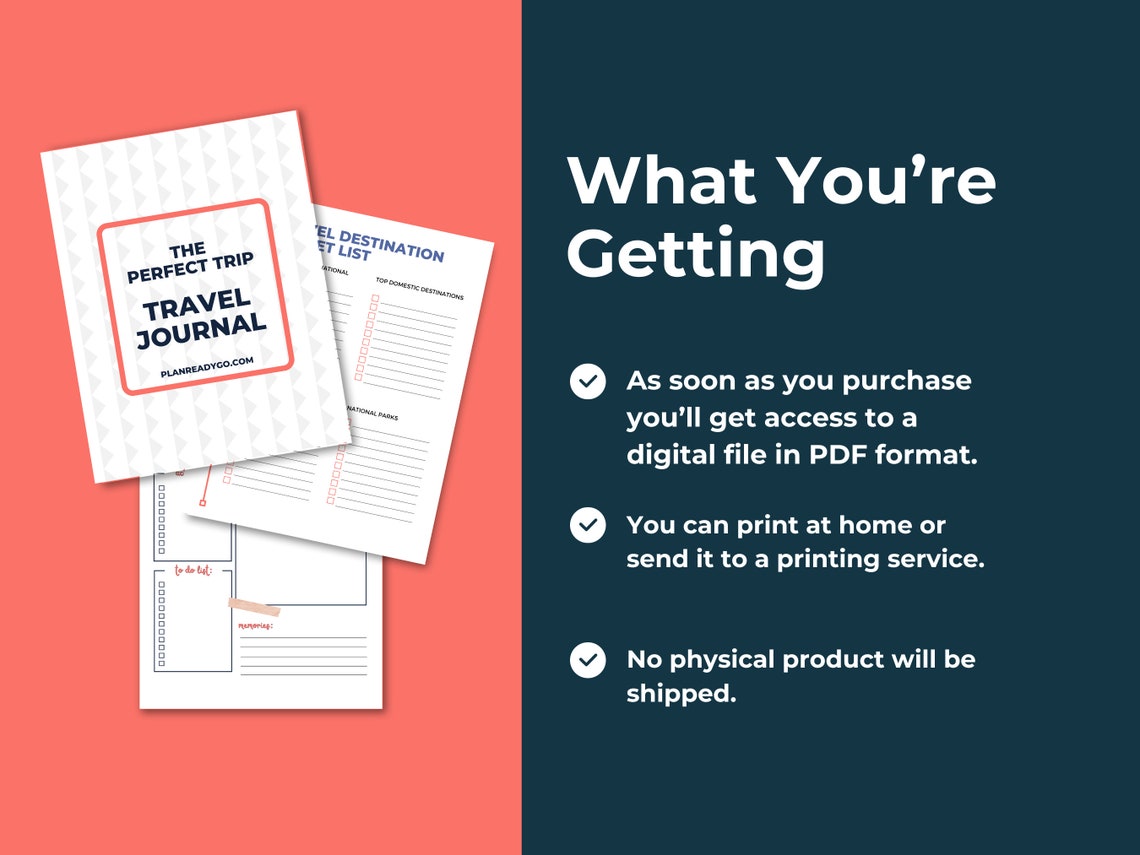 Travel Journal Printable, Travel Diary PDF, Digital Travel Journal ...