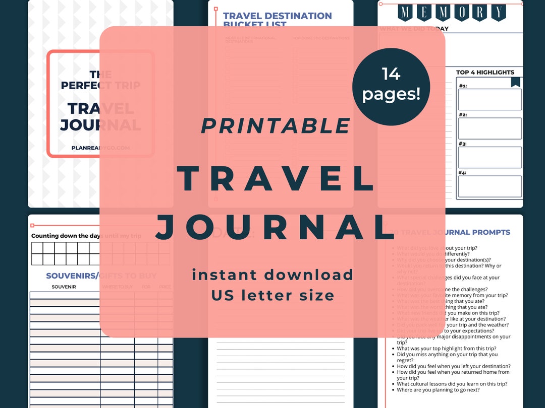 Travel Journal Printable, Travel Diary PDF, Digital Travel Journal ...