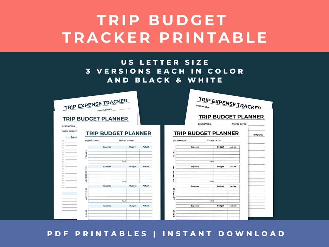 Trip Budget Tracker Printable | Travel Planner Pages | US Letter Size ...