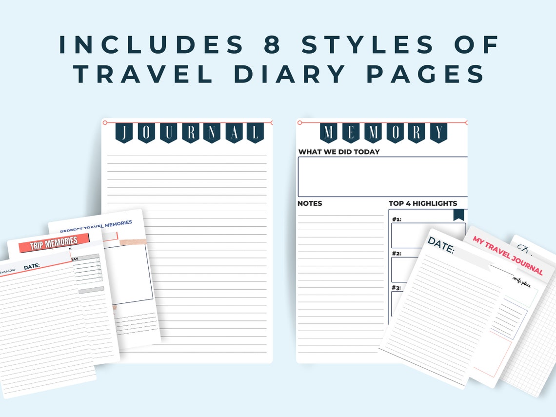 Travel Journal Printable, Travel Diary PDF, Digital Travel Journal ...