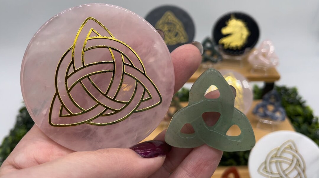 Celtic Crystal Trinity Knot & Crystal Coasters Natural Gem - Scottish ...