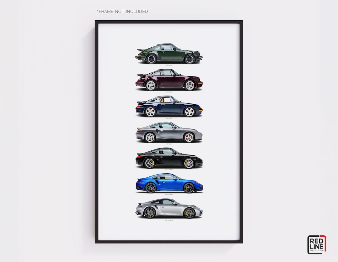 Porsche 911 Turbo Generations - Car Poster Print | Automotive Wall Art ...