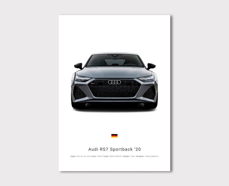 Audi RS7 Sportback Type 4k8 Poster Print Car Poster Car Wall Art - Etsy