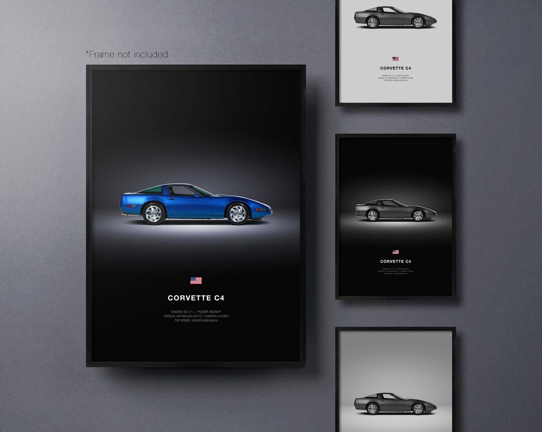 Chevrolet Corvette C4 1993 - Car Poster Print | Automotive Wall Art ...