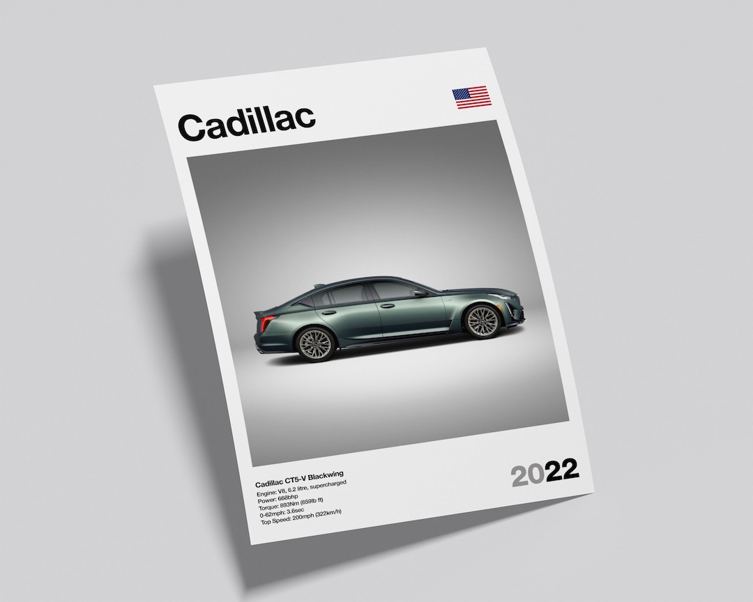 Cadillac CT5-V Blackwing 2022 Car Poster Print Automotive Wall Art Car ...