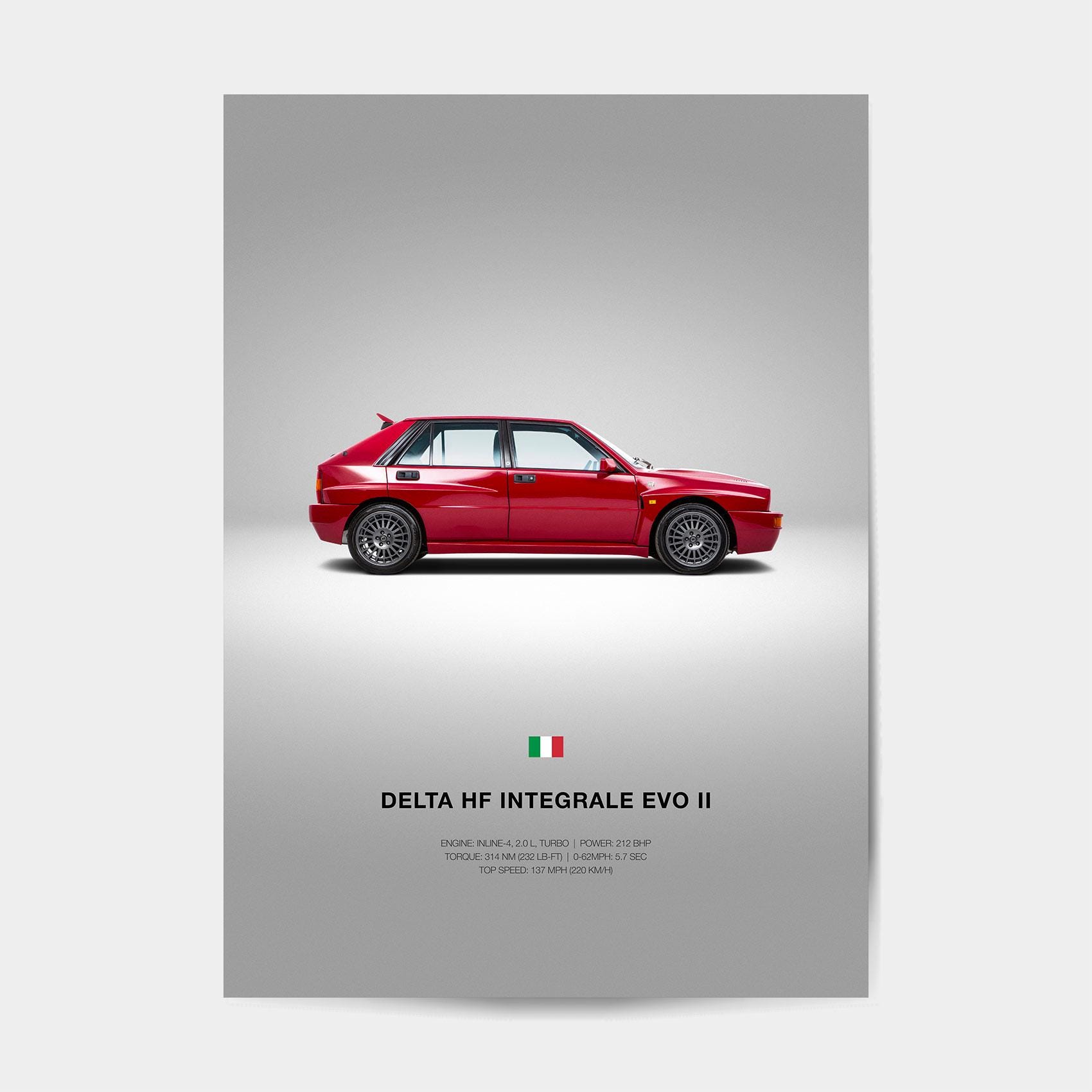 Lancia Delta HF Integrale Evo II Car Poster Print Automotive Wall Art ...