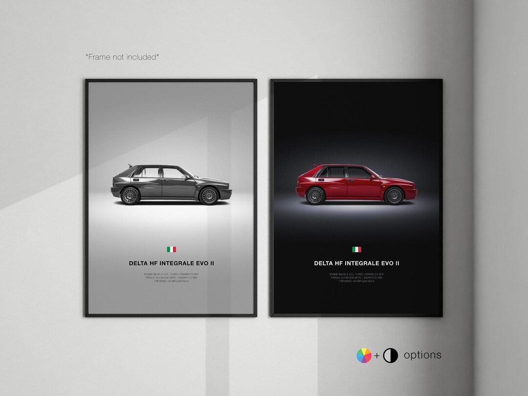 Lancia Delta HF Integrale Evo II Car Poster Print Automotive Wall Art ...