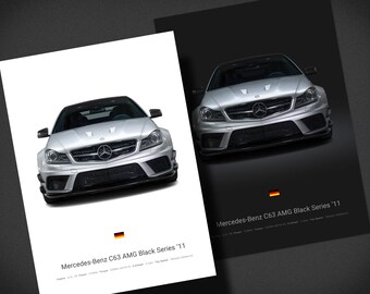 Mercedes Benz C63 AMG Black Series 2011 Poster Print Wall Art Car ...