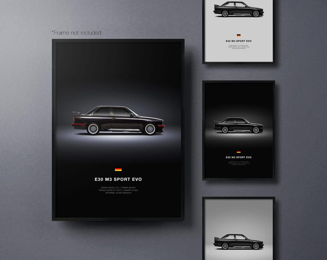 BMW E30 M3 Sport Evolution - Car Poster Print | Automotive Wall Art ...