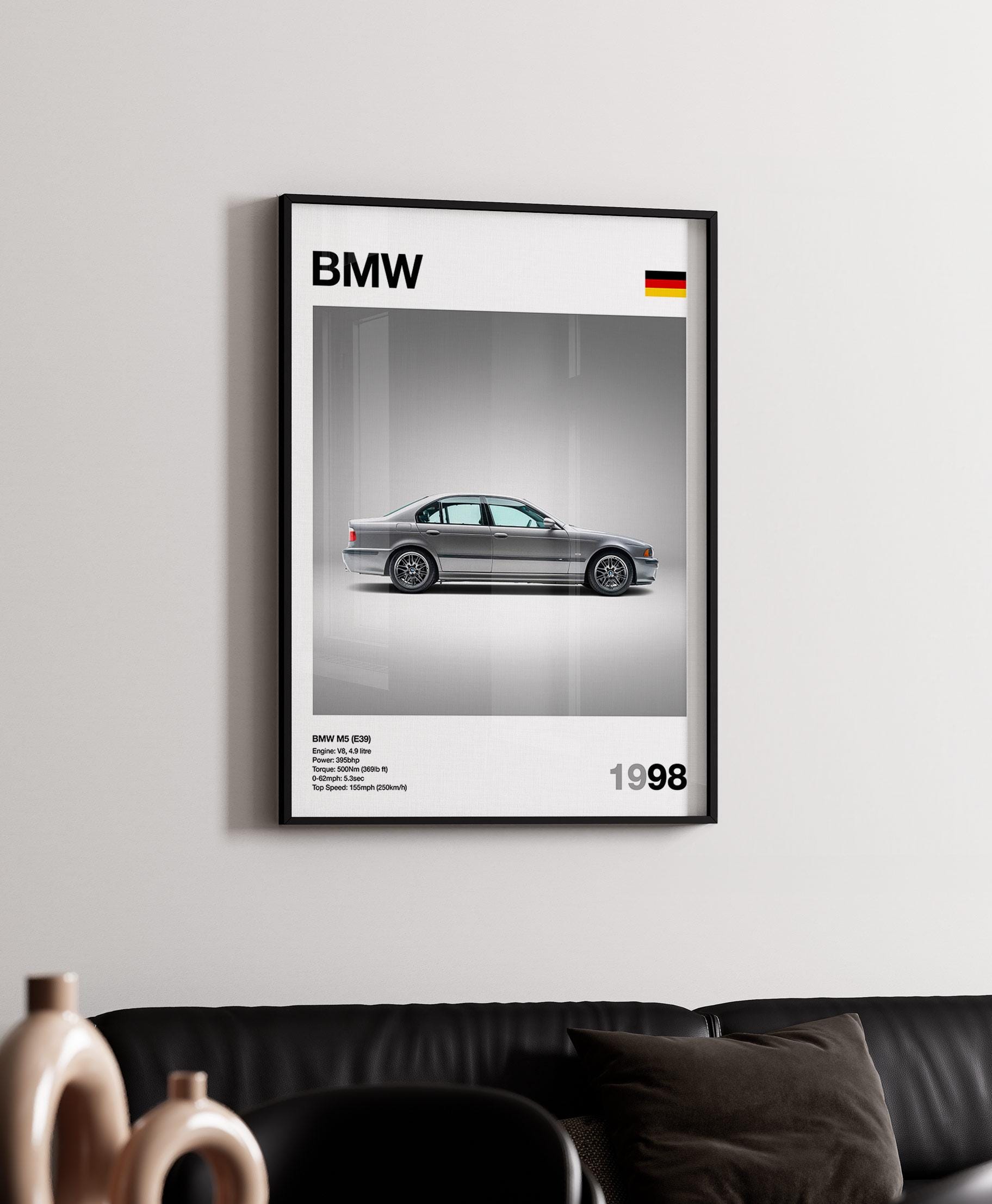 BMW M5 E39 1998 Car Poster Print Automotive Wall Art Car Lover Gift ...