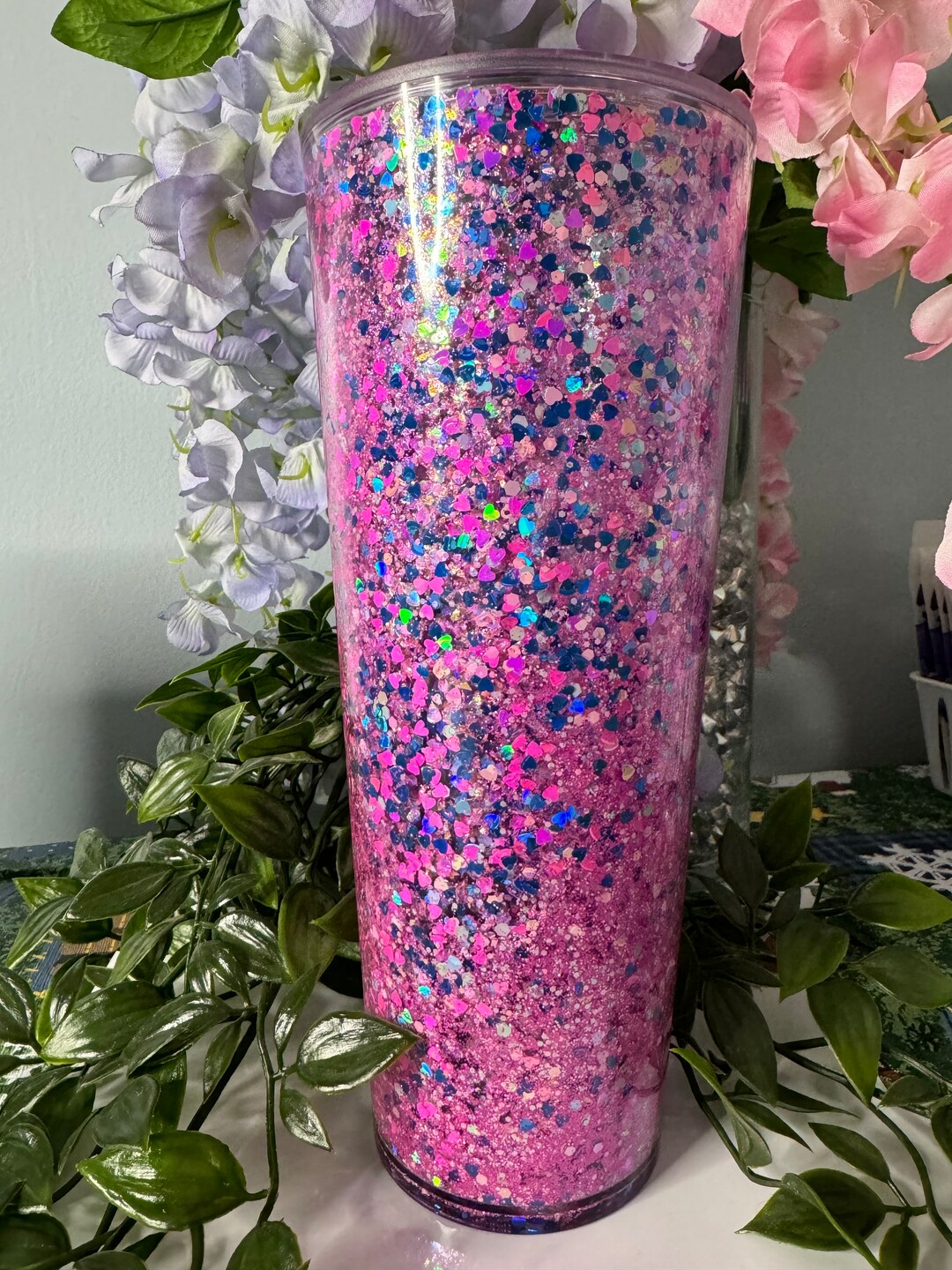 Personalized Chunky Pink Glitter Cup - Etsy