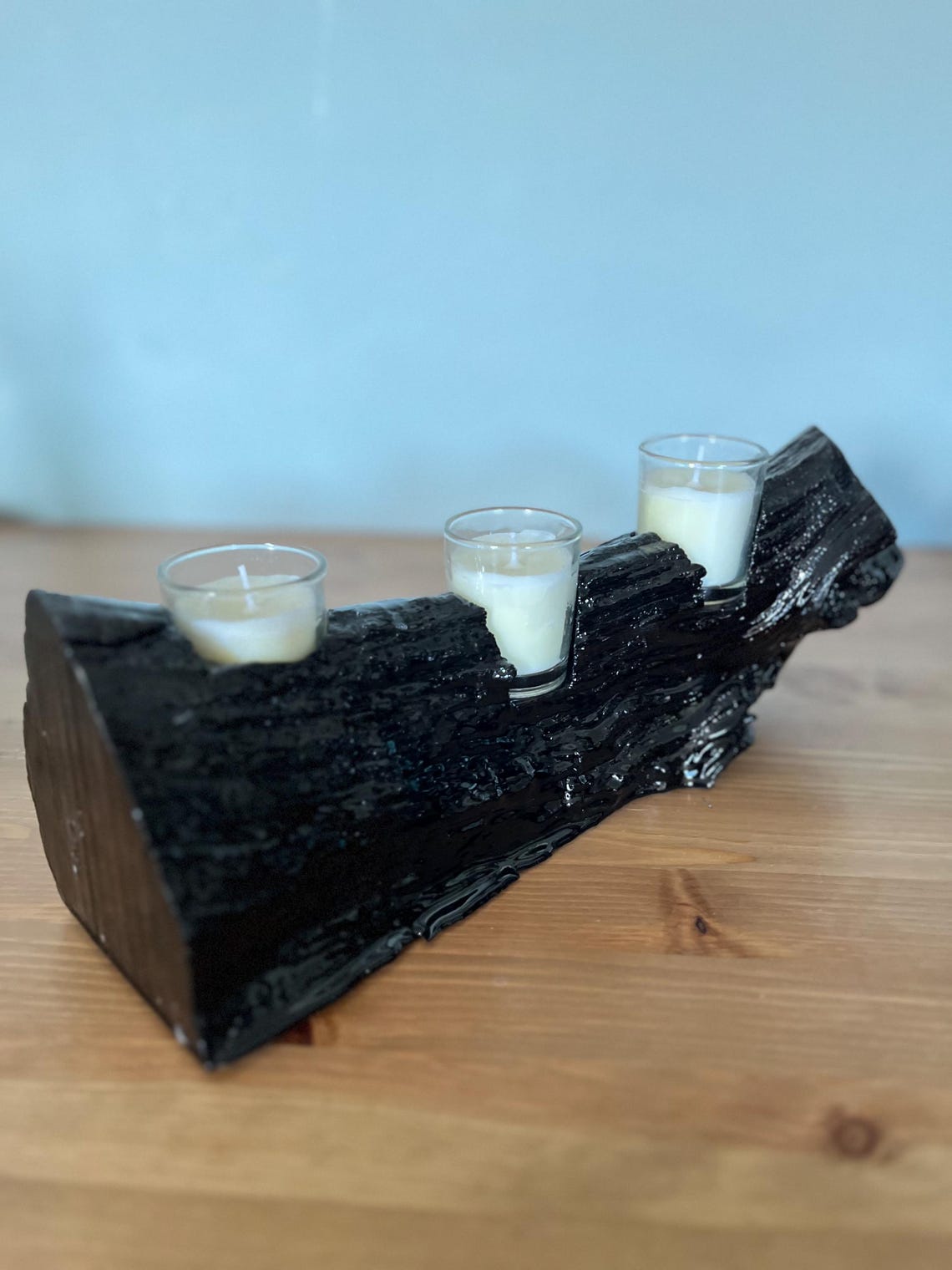 NEW - Rustic Solid Wood 3-votive Candle Holder (includes 3 Votives) - Etsy