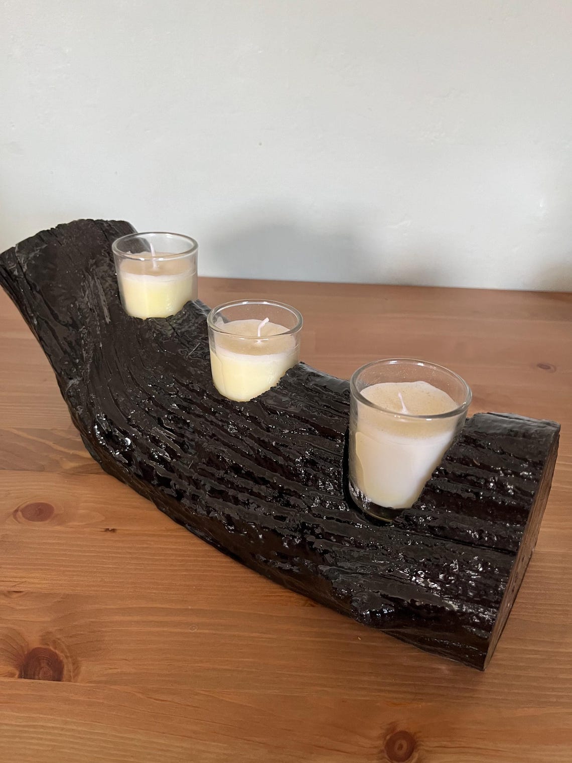 NEW - Rustic Solid Wood 3-votive Candle Holder (includes 3 Votives) - Etsy