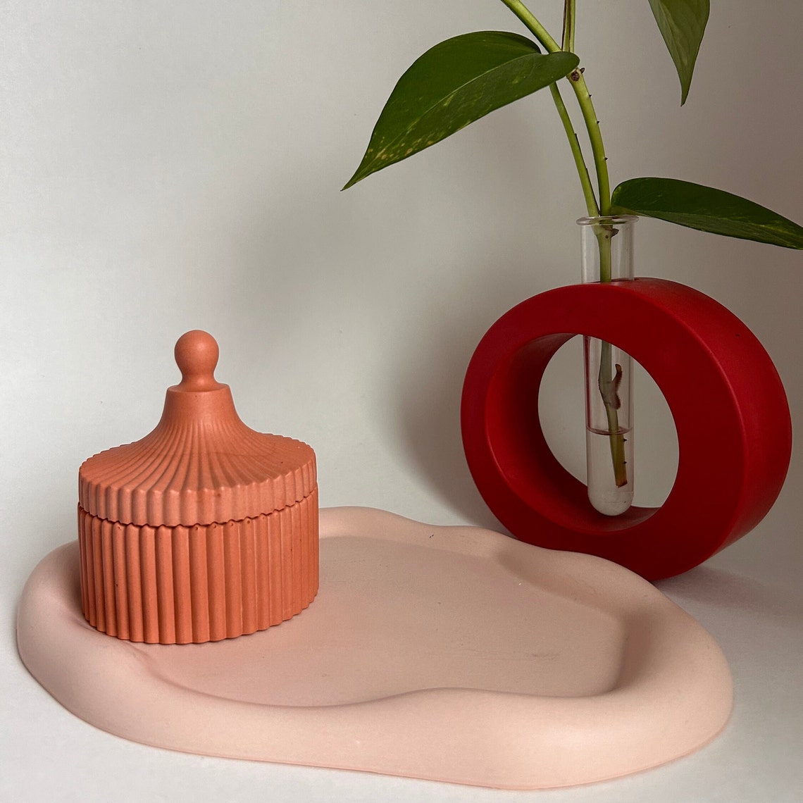 Handmade Oval Cloud Tray Jesmonite Trinket Tray Candle Holder Jewelry Tray Modern Decori ...