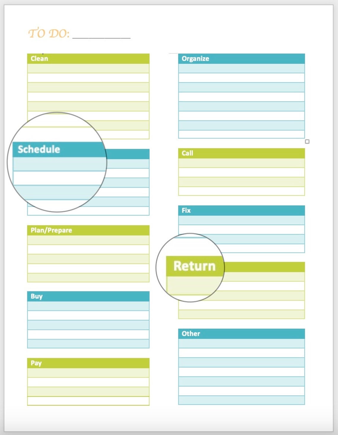 Printable TO-DO List With CATEGORIES - Etsy