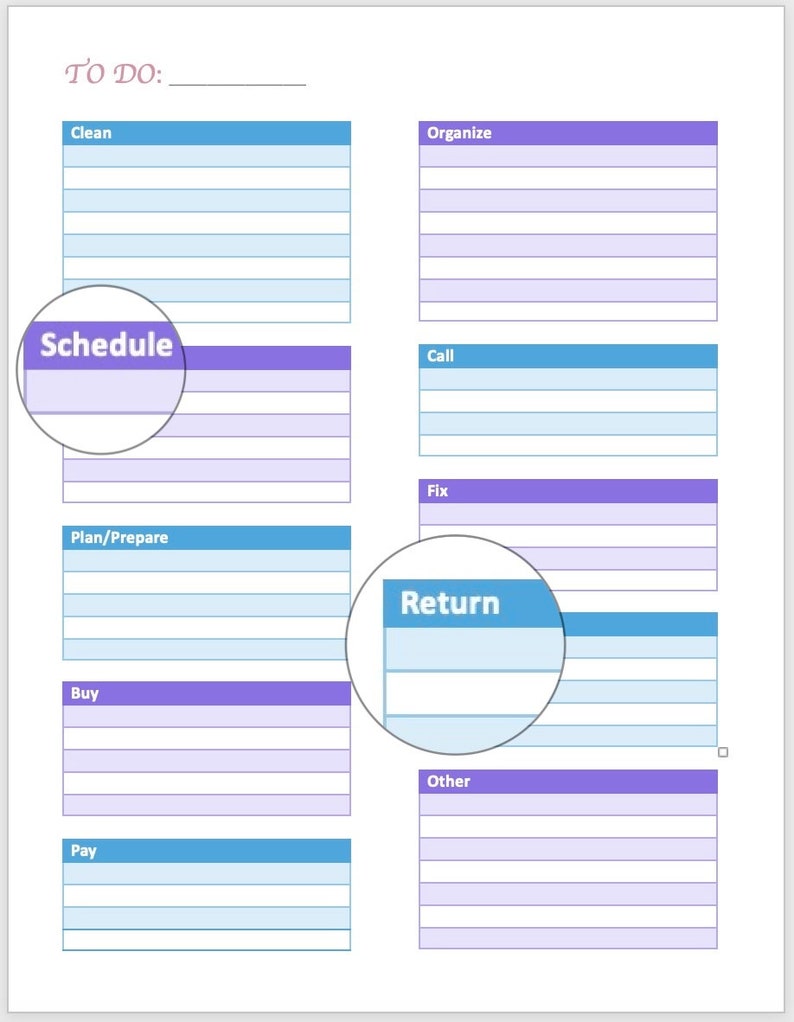 Printable TO-DO List With CATEGORIES - Etsy