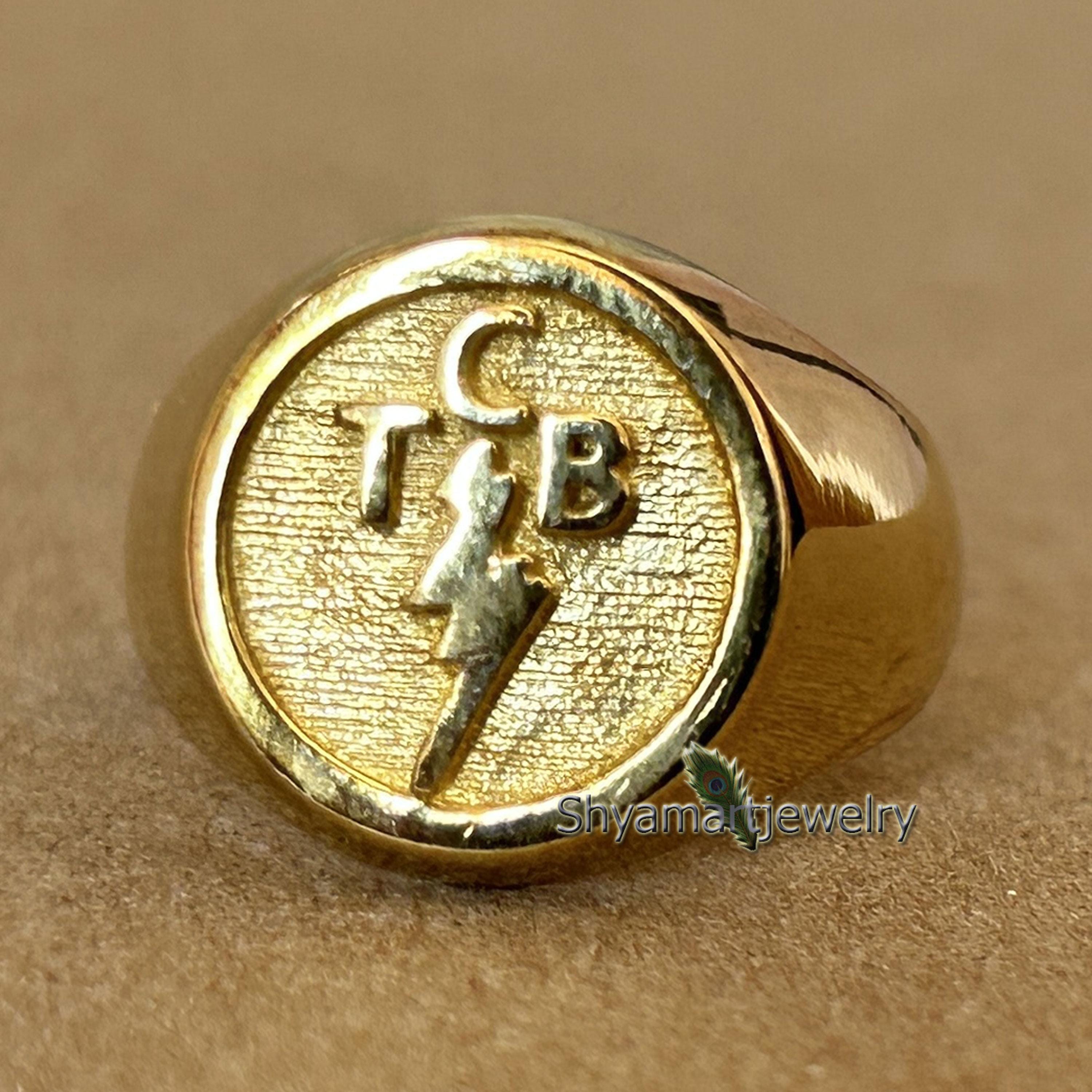TCB Elvis Presley Signet Ring: 18k Gold Plated 925 Brass - Etsy