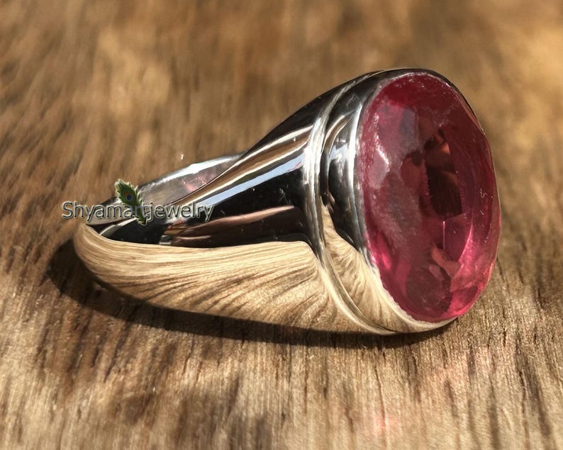 Mens Ruby Ring, Ruby Signet Ring, Gold Ruby Ring, Red Burma Ruby Gemstone Ring, Ruby Pinky Ring ...