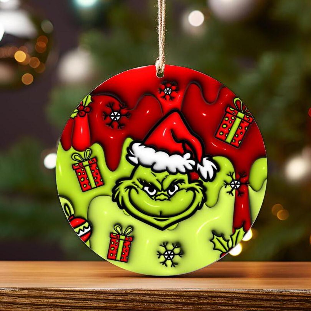 Grinch Ornaments, Grinchmas, Christmas Tree Ornaments, 3in Round ...