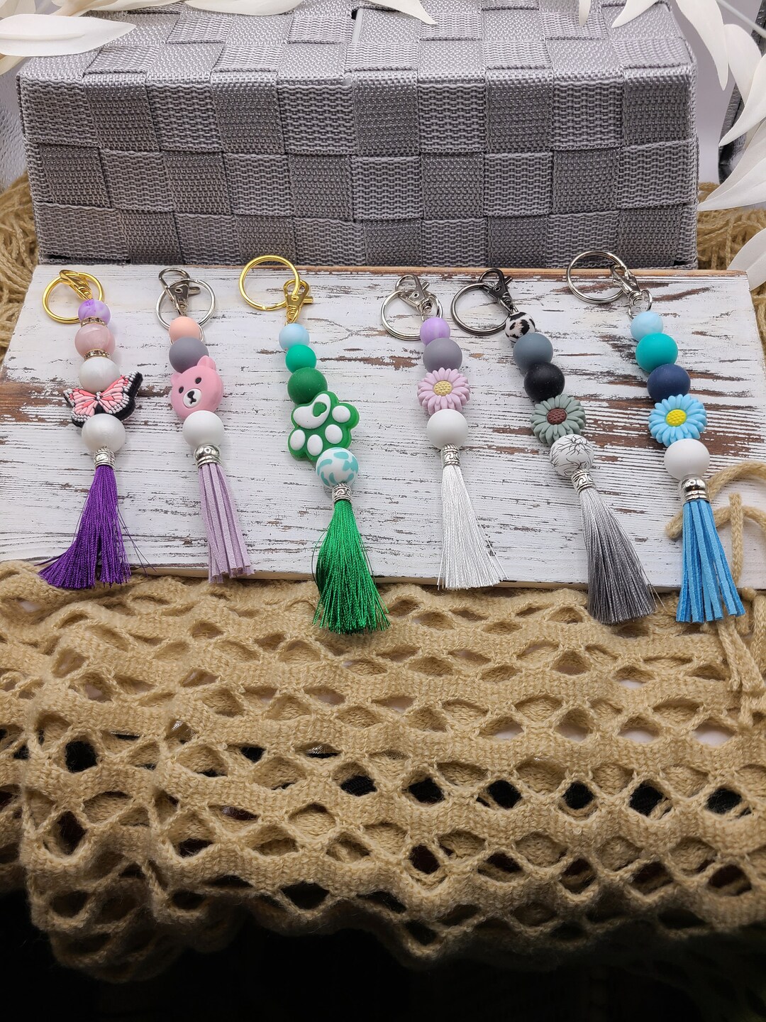 Silicone Bead Keychains, Sensory Keychain, Fidget, Colorful Silicone ...