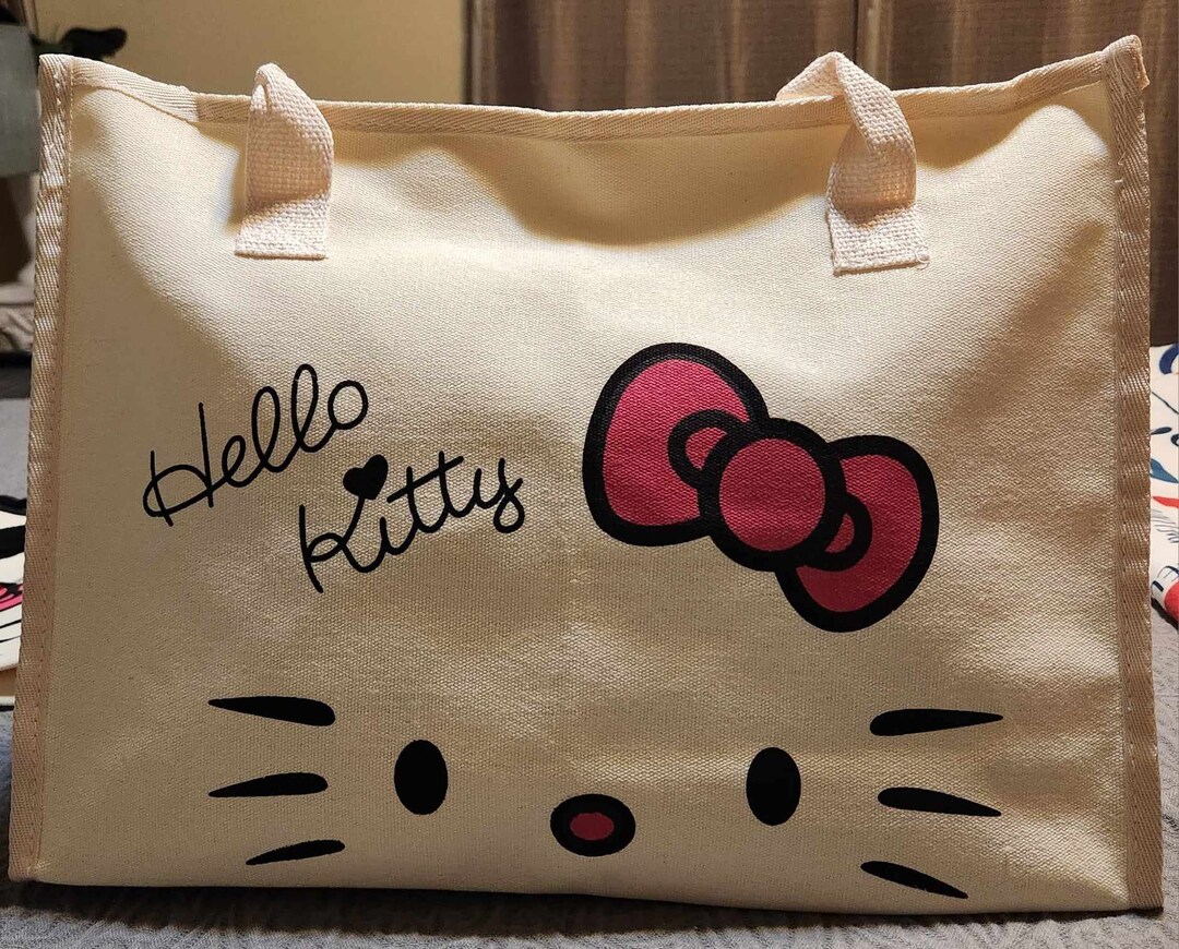 Hello Kitty Canvas Tote Bag, Women Shoulder Bag, Cute Handbag, Fashion ...