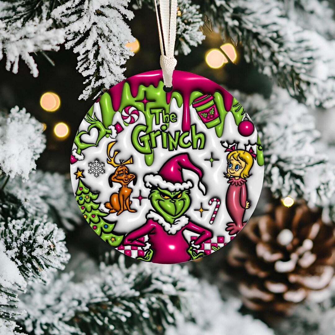 Grinch Ornaments, Grinchmas, Christmas Tree Ornaments, 3in Round ...