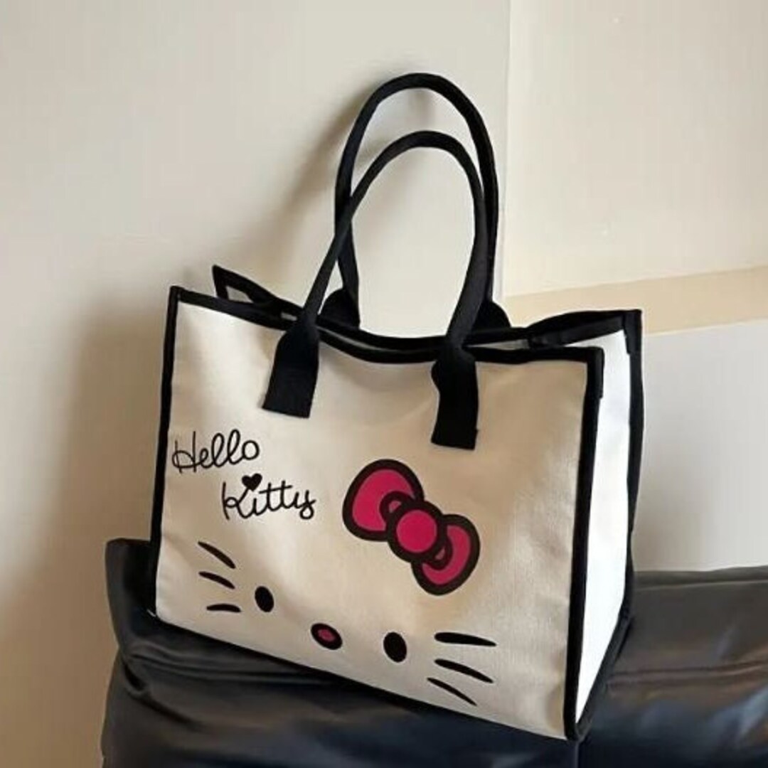 Hello Kitty Canvas Tote Bag, Women Shoulder Bag, Cute Handbag, Fashion ...