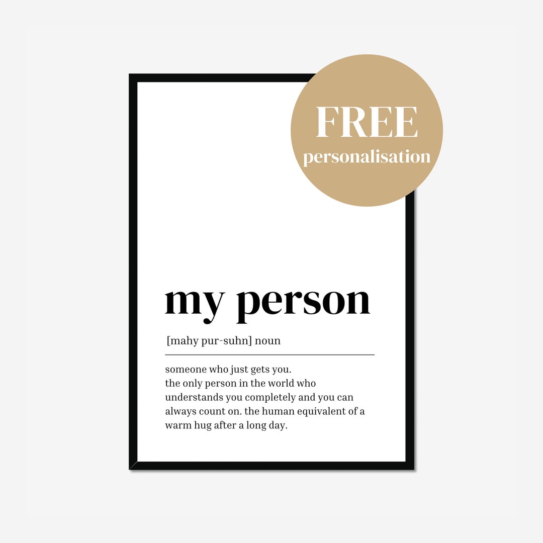 My Person Definition Print Wall Art My Person Poster Dictionary Print ...