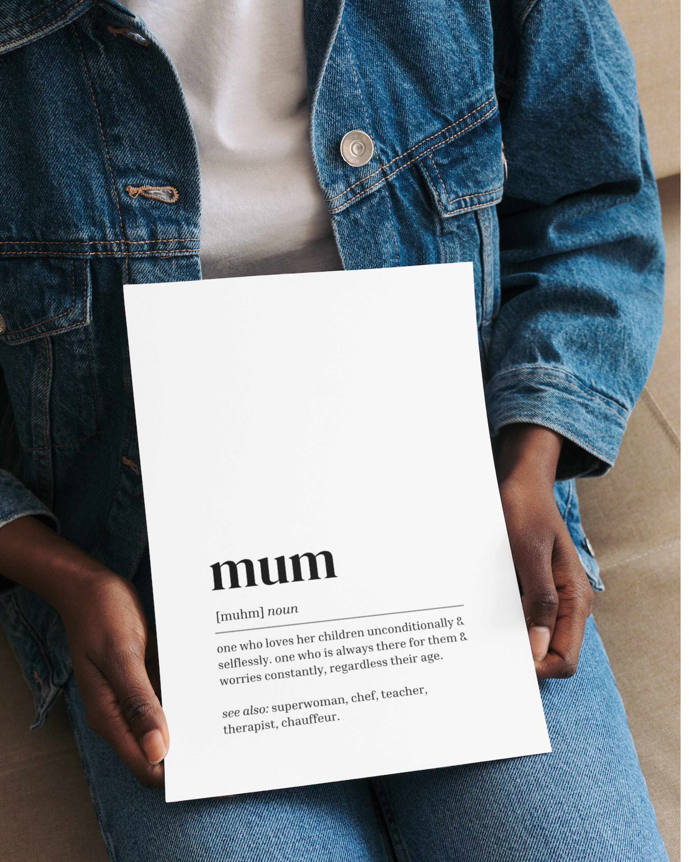 Mum Definition Print Wall Art Mum Poster Gifts for Mum Gifts for Her ...